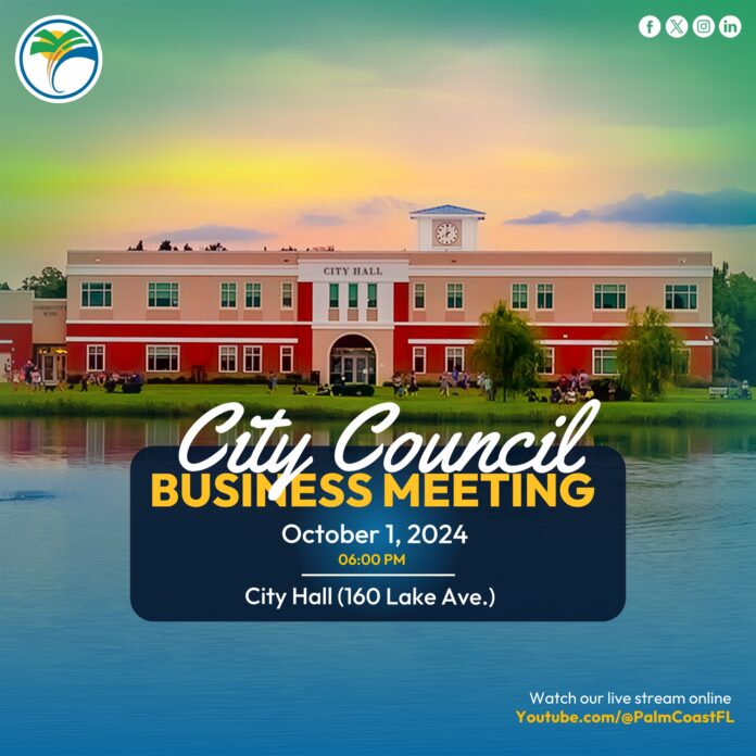 Palm Coast City Council Business Meeting on October 1, at 6 p.m ...